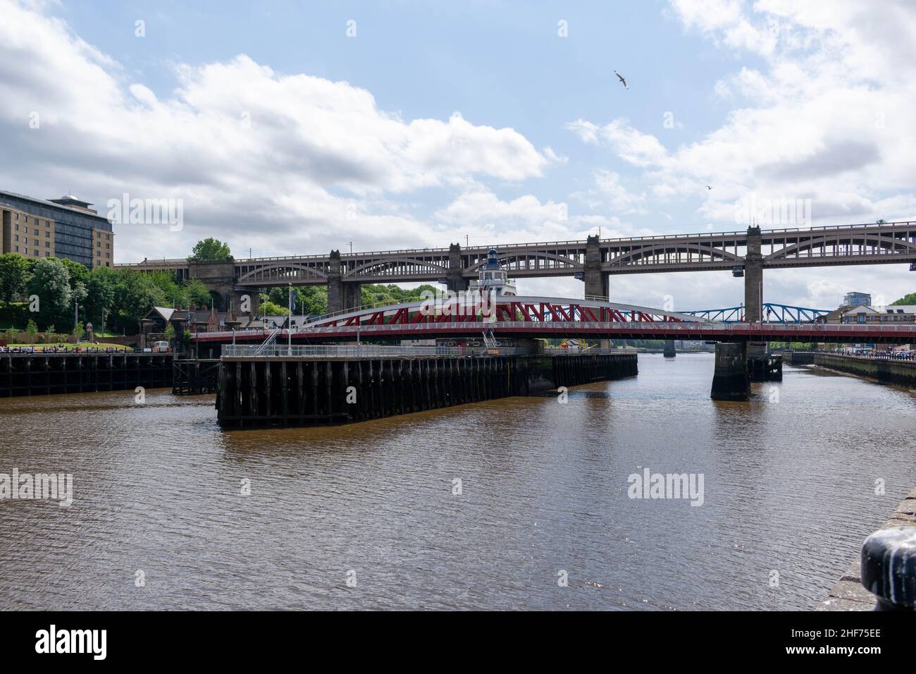 Newcastle, UK - 7 May 2019: Famous bridges linking Newcastle and ...