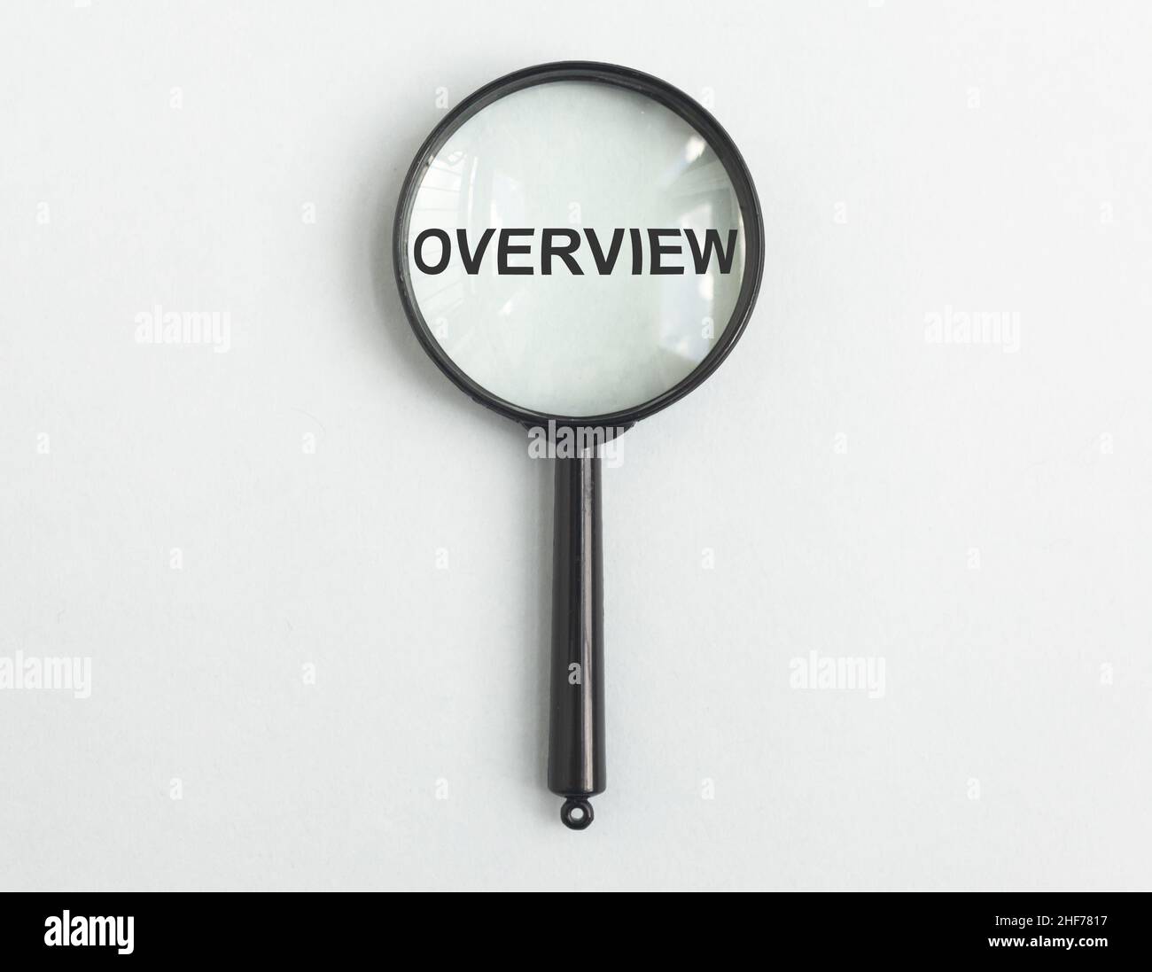 Overview word. Summary and recap concept. Magnifying glass Stock Photo ...