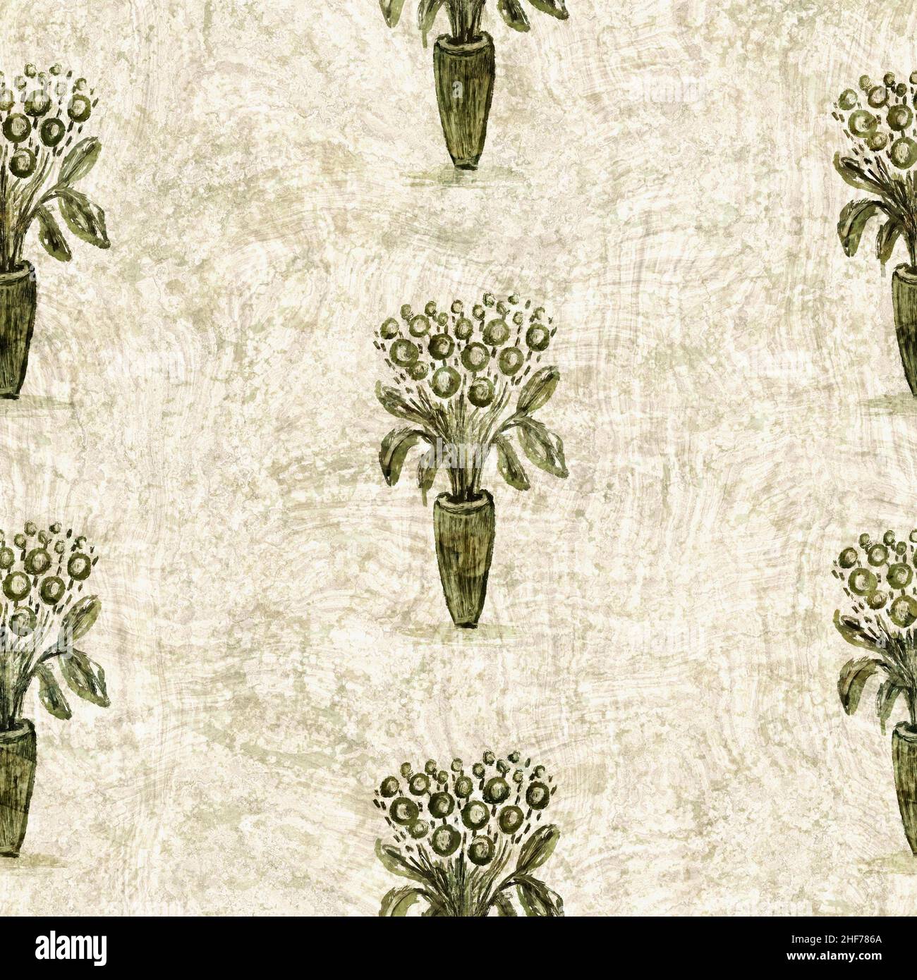 Desert plant on sand texture seamless raster pattern. Organic succulent ...