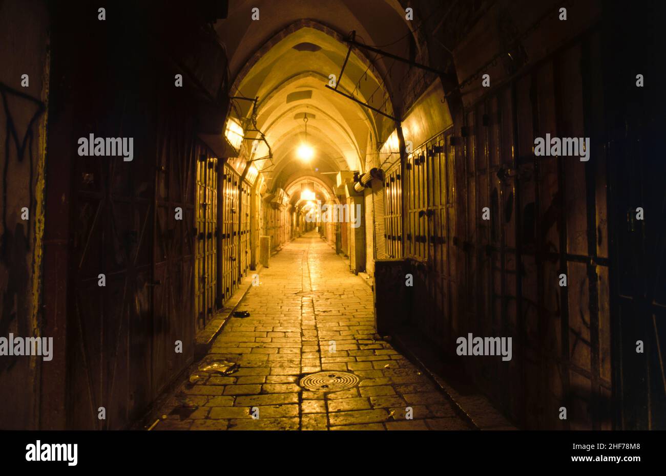 the old arabic bazaar in Jerusalem by night Stock Photo - Alamy