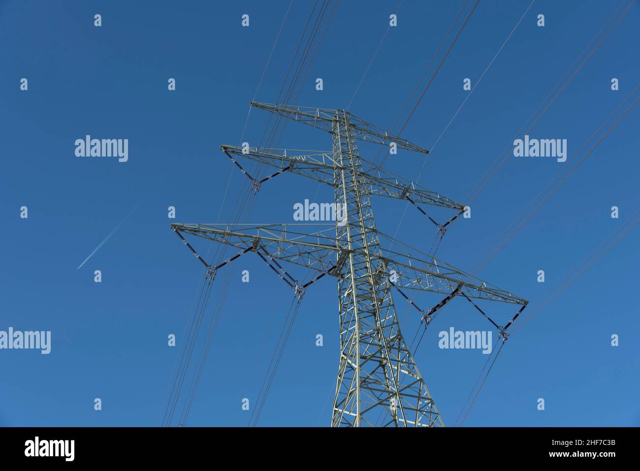 Power pole, blue sky Stock Photo - Alamy