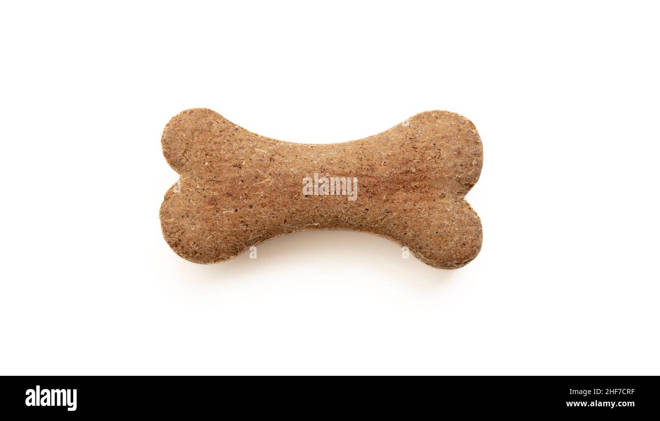 Dog food biscuit shape bone isolated on white background. Blank snack ...