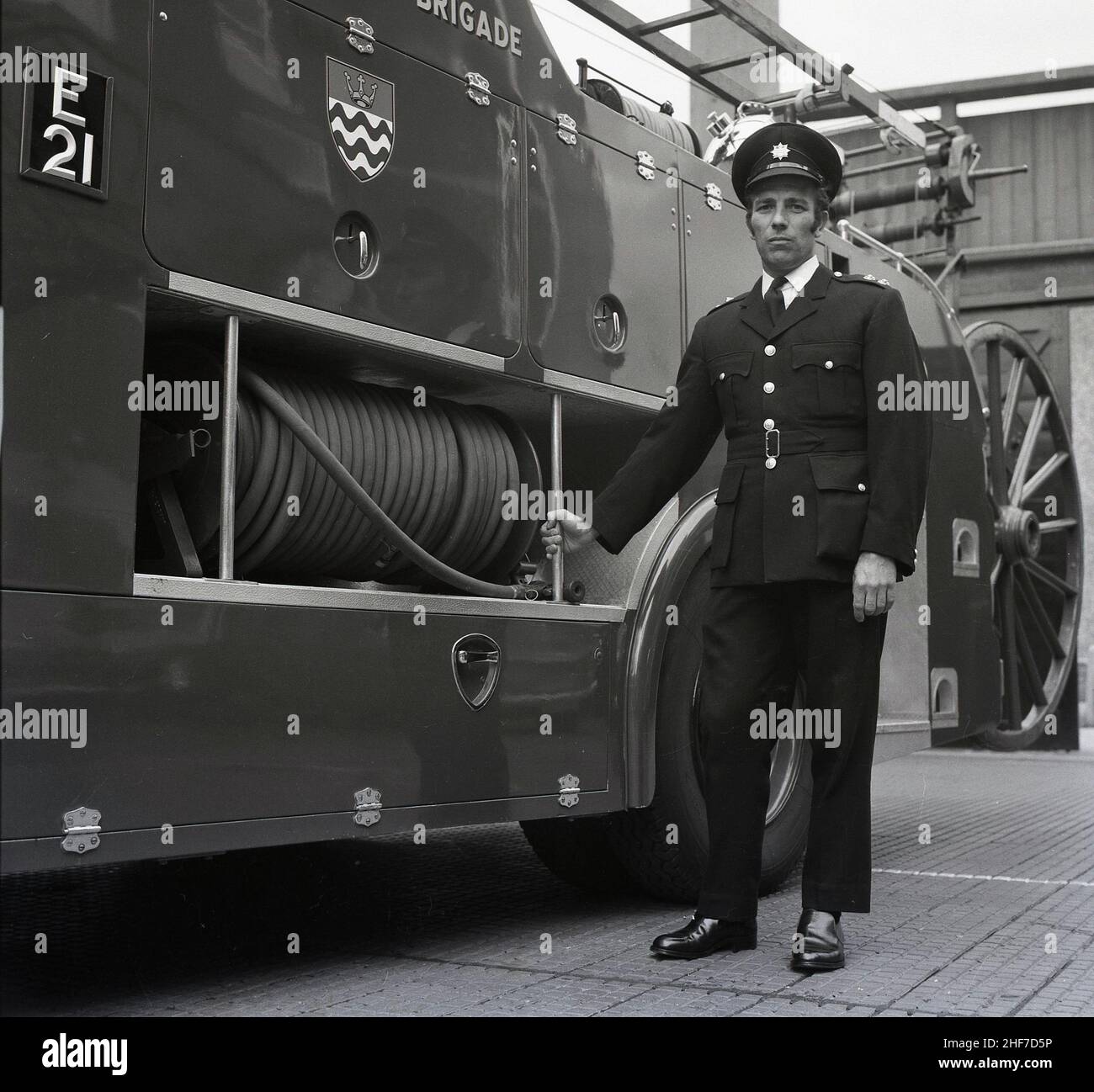 1960s, historical, a station officer of the London Fire Brigade ...