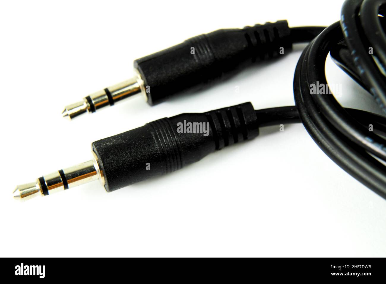 Black Mini jack connectors on white background Stock Photo - Alamy