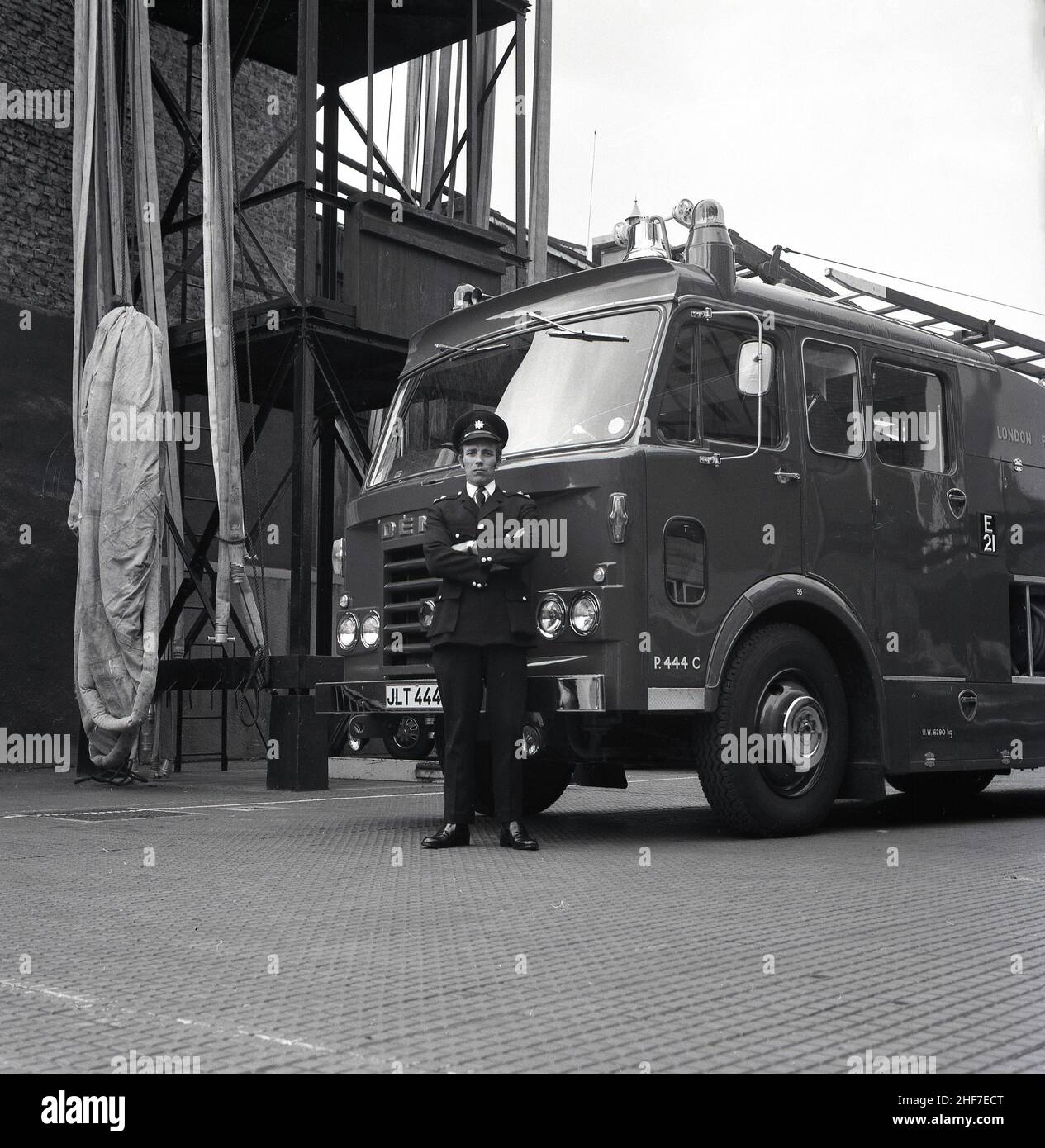 1960s, historical, a station officer of the London Fire Brigade ...