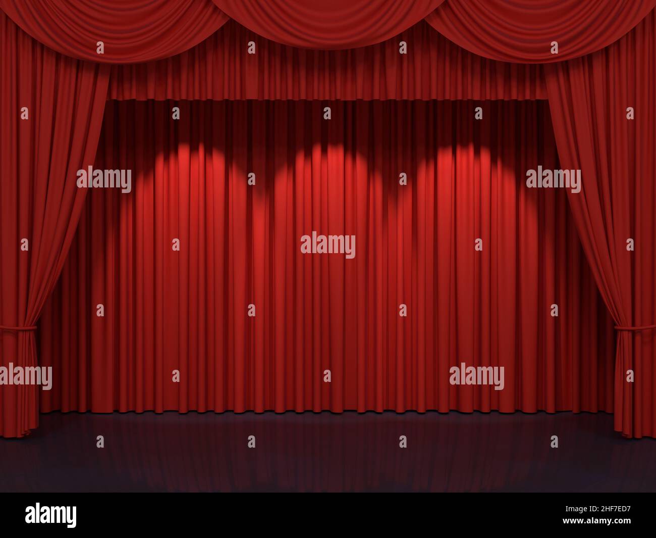Red Stage Curtains Drawing