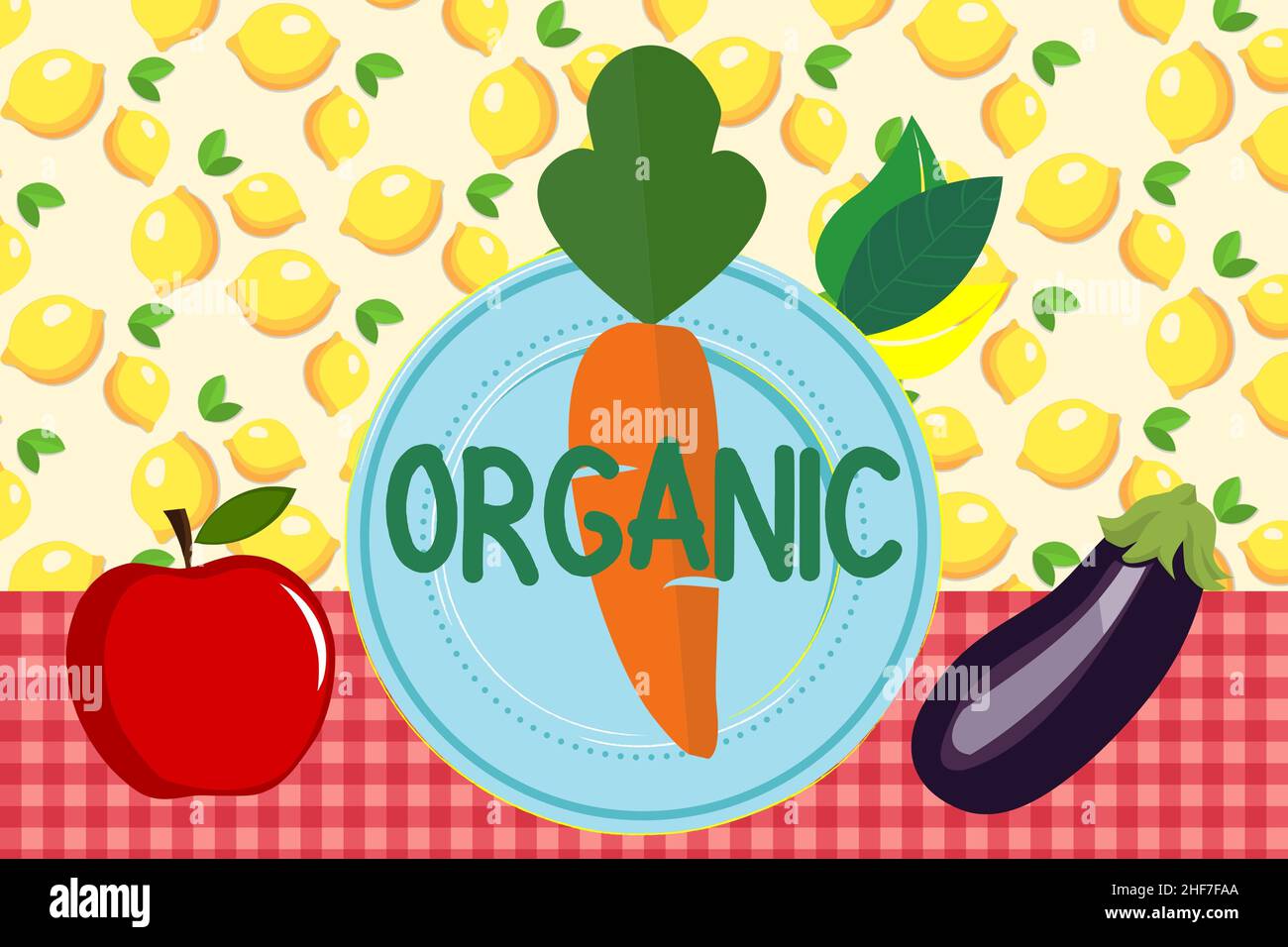 Organic food creative illustration Stock Photo - Alamy