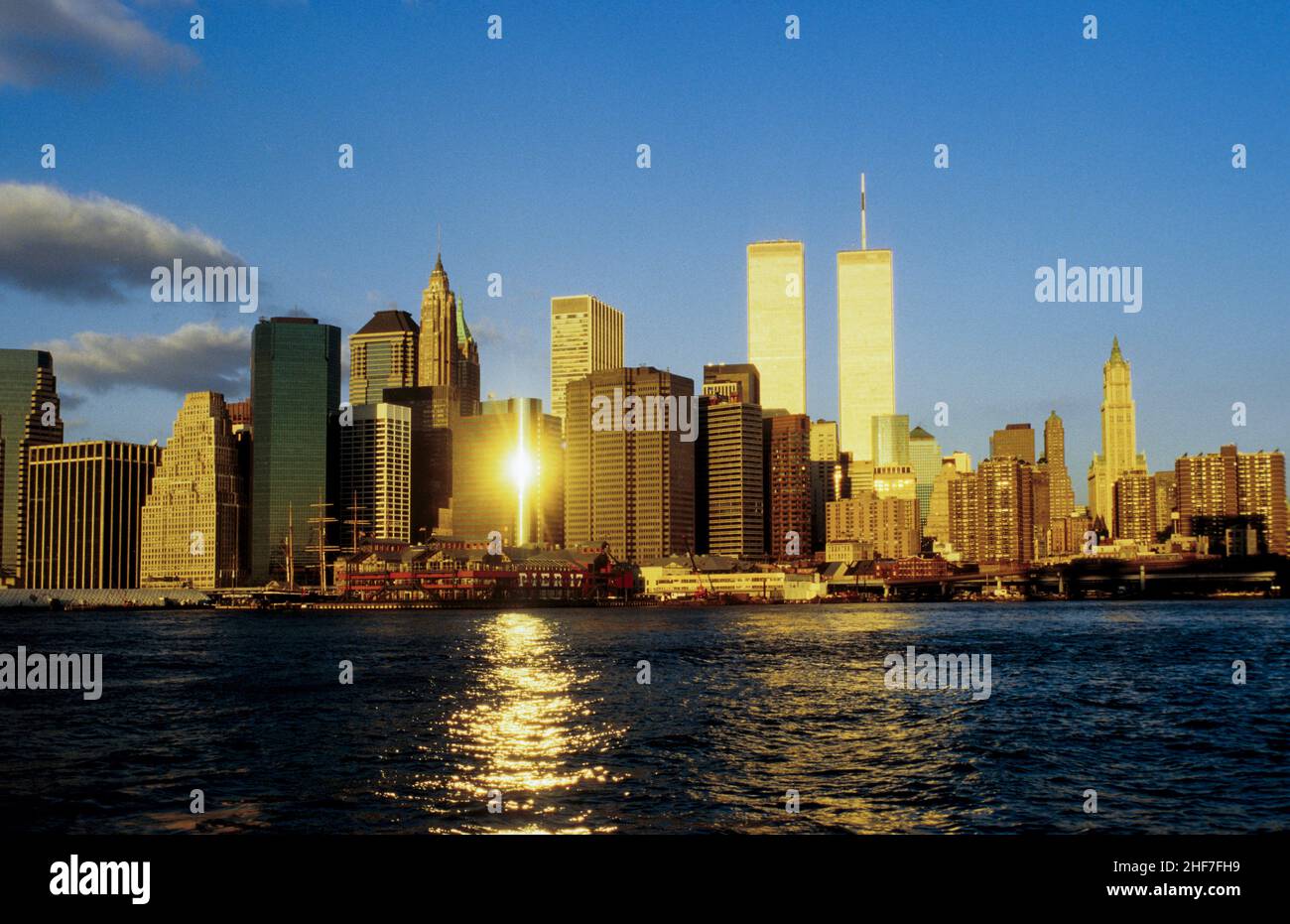 twin towers in New York in sunset Stock Photo - Alamy