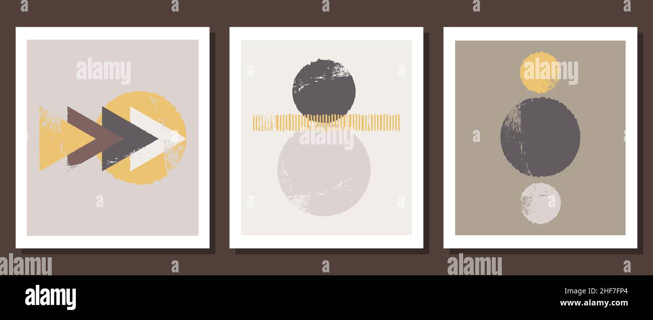 A set of three minimal geometric posters. Contemporary art. Fashionable ...