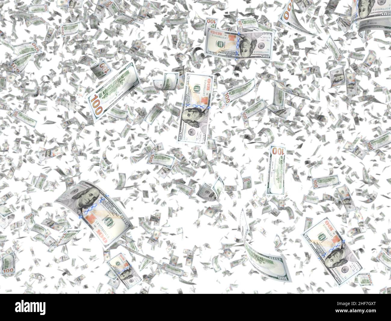 Falling dollar banknotes isolated on white background Stock Photo - Alamy