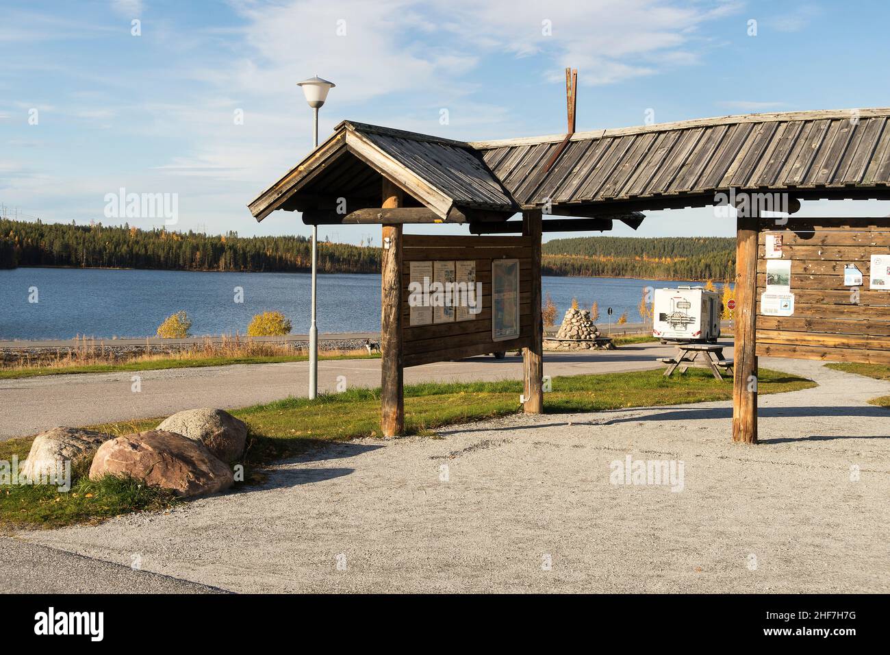 Sweden, Norrbotten County, rest area at the Arctic Circle (near ...