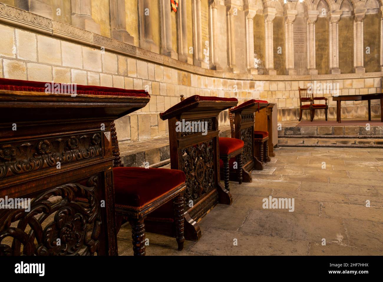 Durham, UK - 29 August 2019: Durham cathedral Chapter House. Rarely ...
