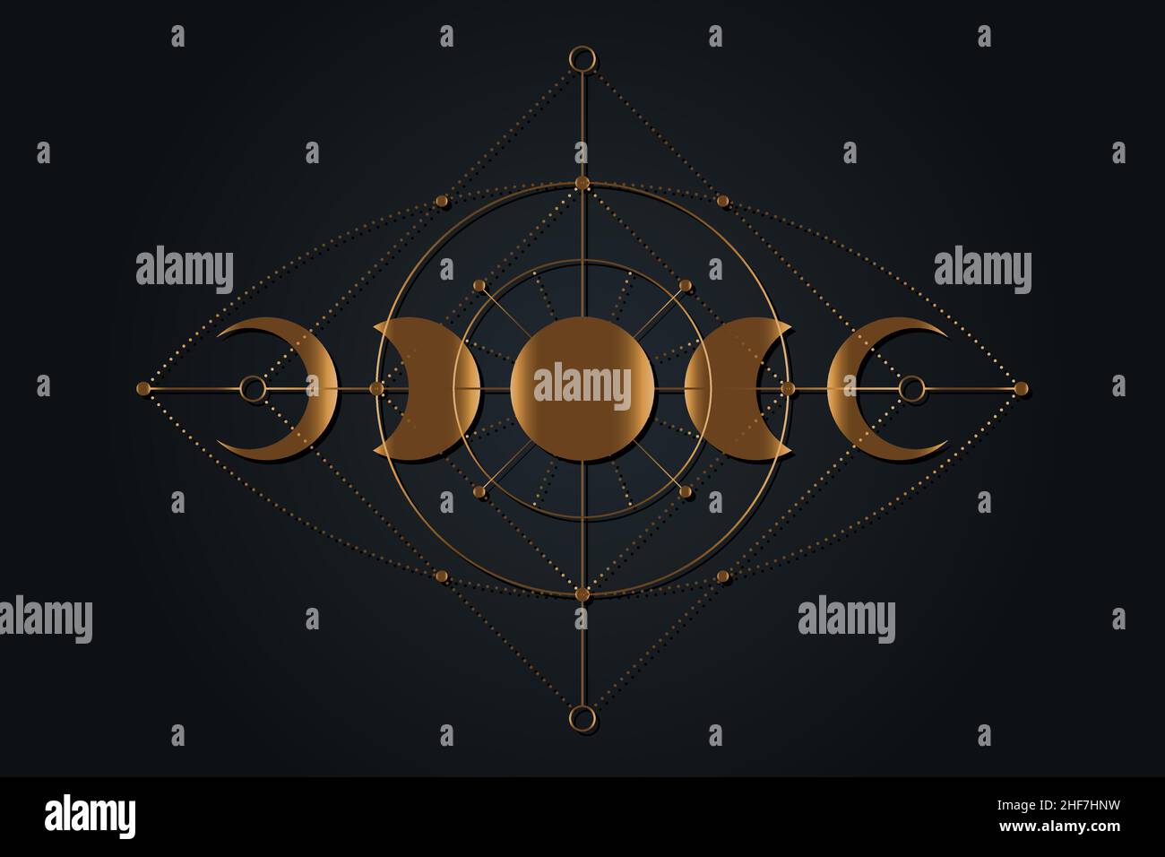 Celestial magic moon phases icons, Sacred Geometry, Eye of Providence ...