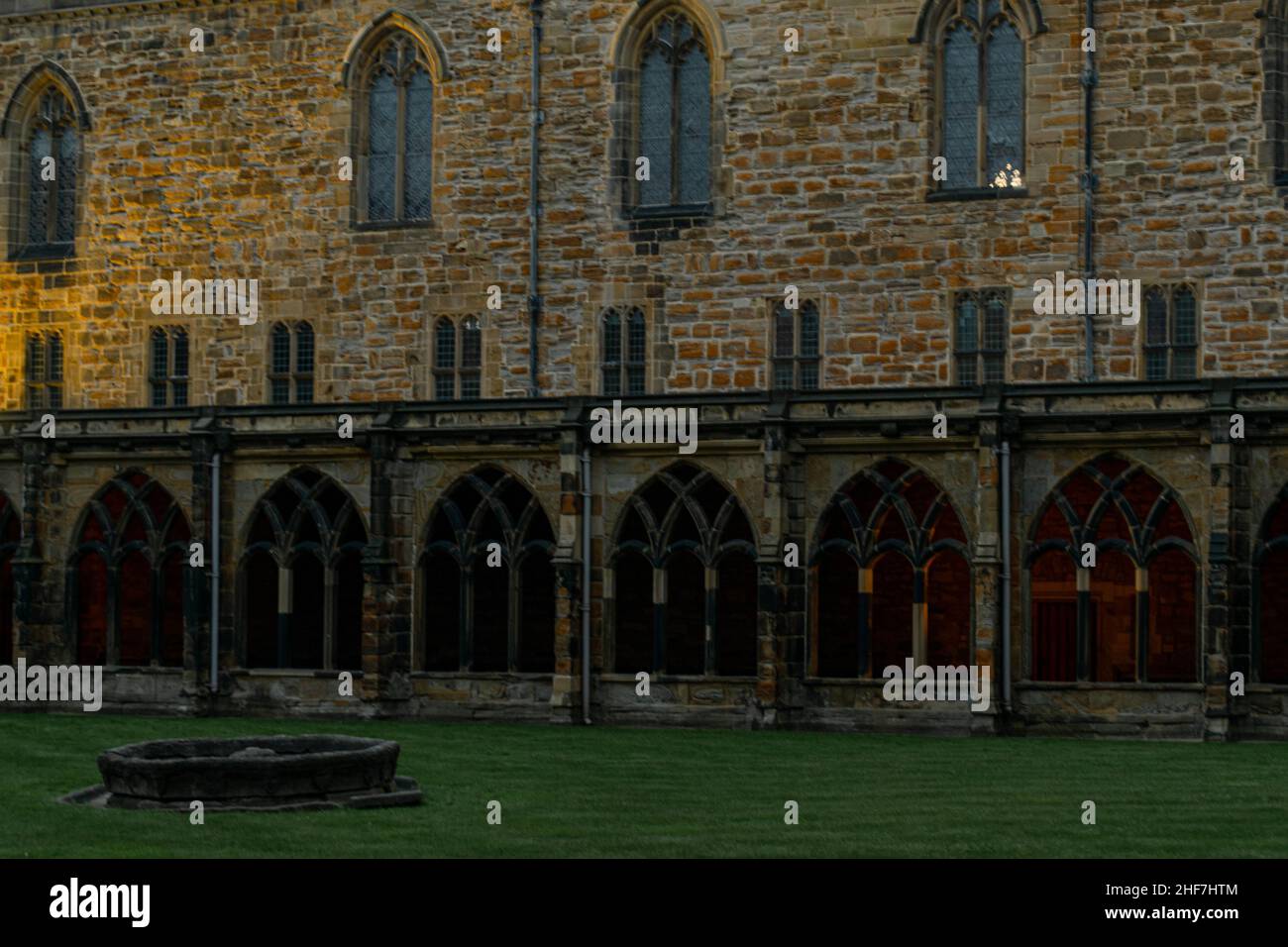 Durham, UK - 29 August 2019: The courtyard inside Durham Cathedral ...