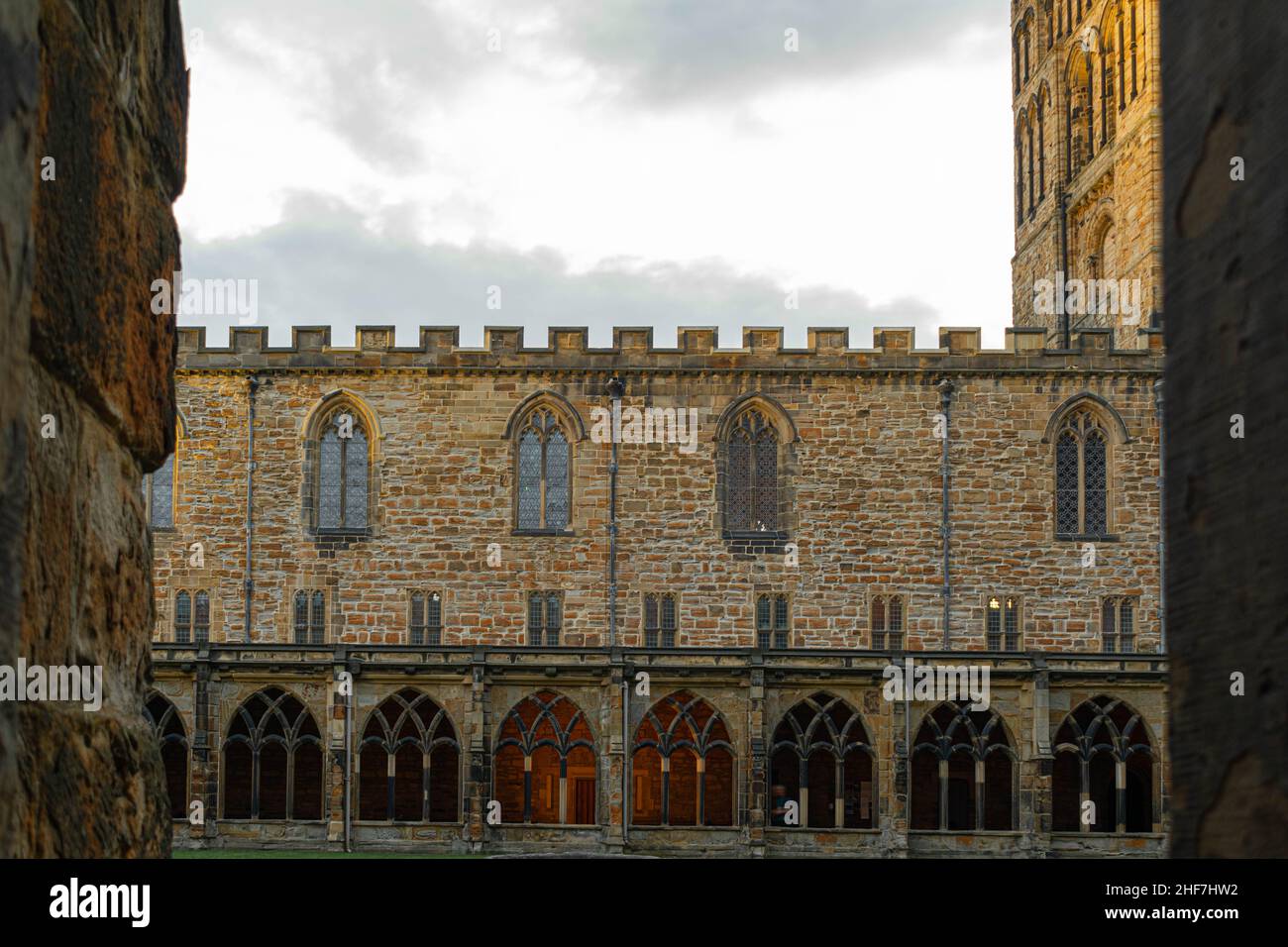 Durham, UK - 29 August 2019: The courtyard inside Durham Cathedral ...