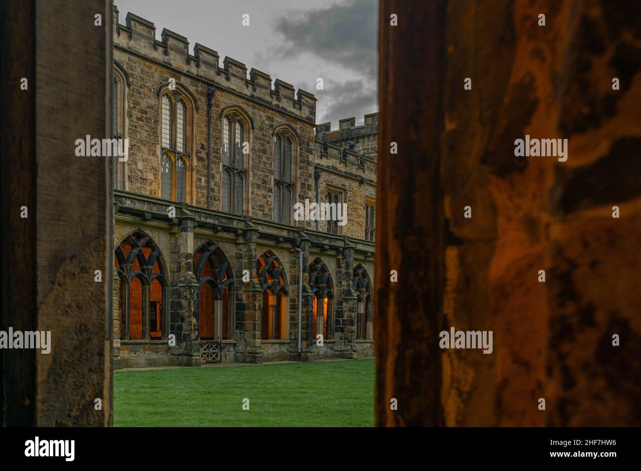 Durham, UK - 29 August 2019: The courtyard inside Durham Cathedral ...