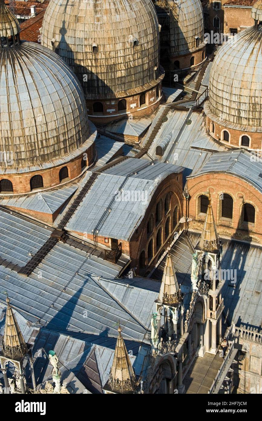 overlooking the marcus church in venice from campanile de San Marco ...