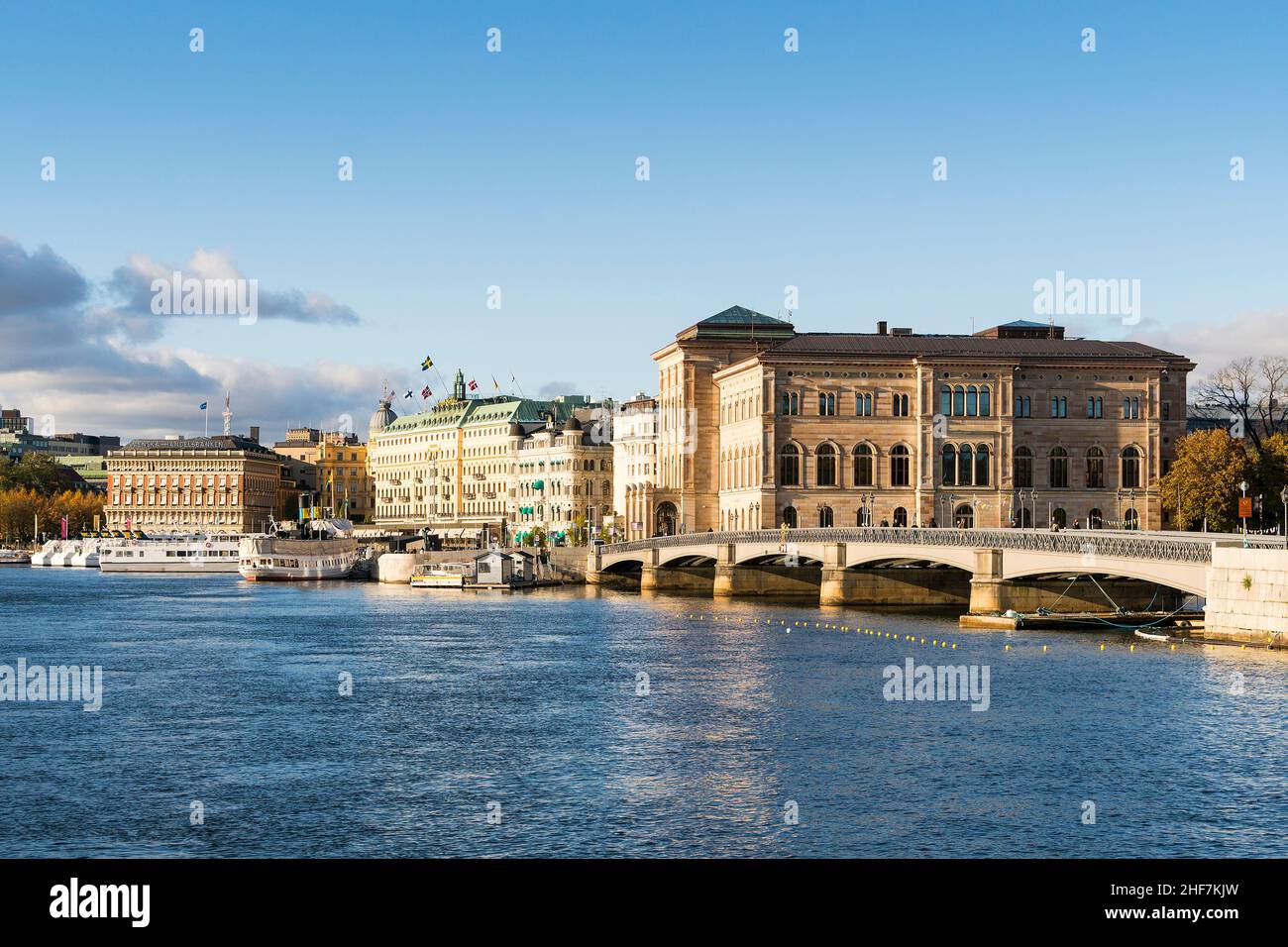 Sweden, Stockholm, Skeppsholmen, view to the National Museum Stock ...