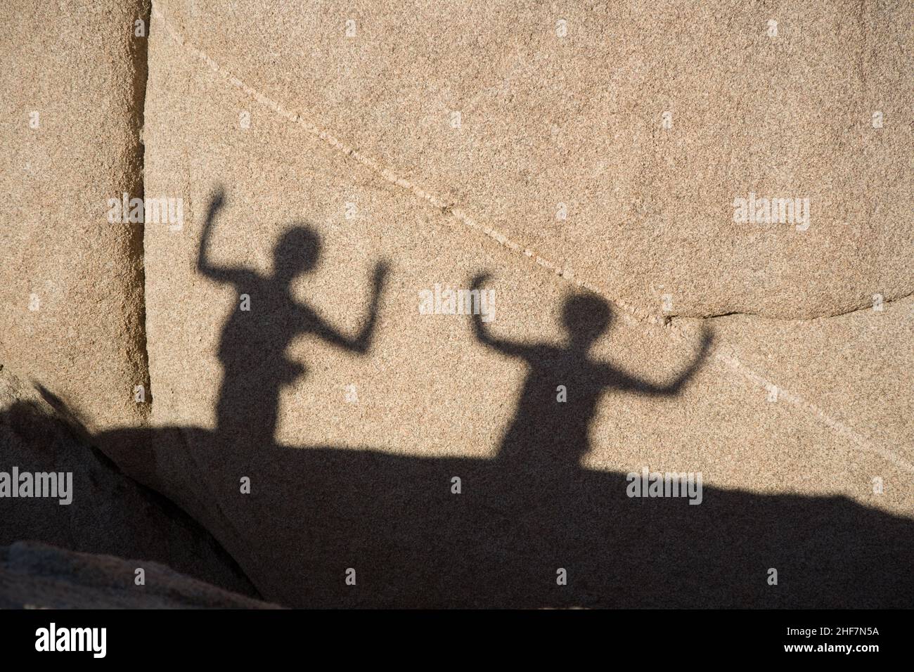 shadow game of children with Scenic rocks in Joshua tree national park ...