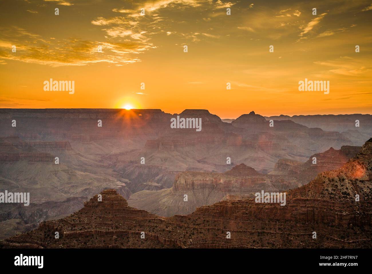 colorful Sunrise seen from Mathers Point at the Grand Canyon Stock ...