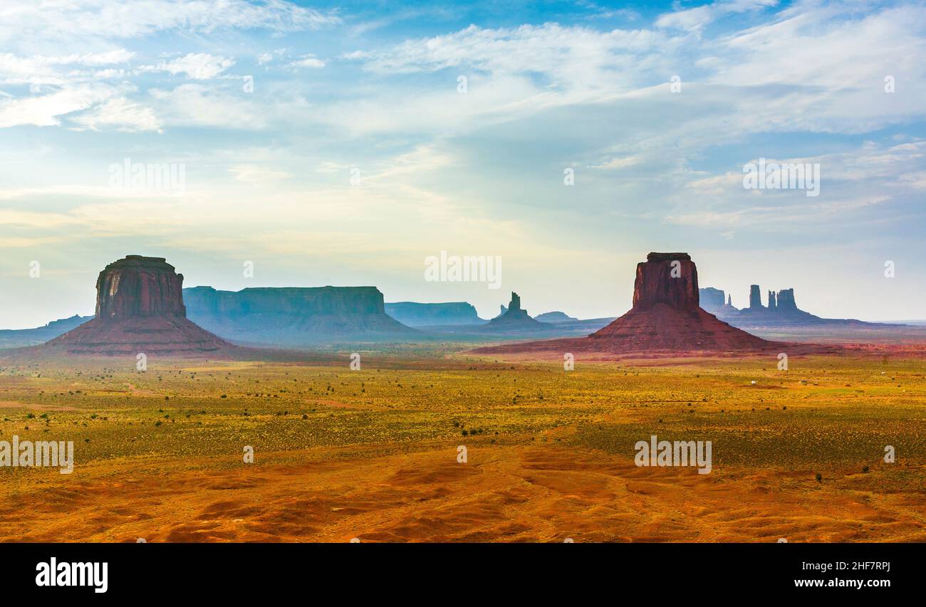 giant Buttes, formations made of sandstone in the Monument valley seen ...