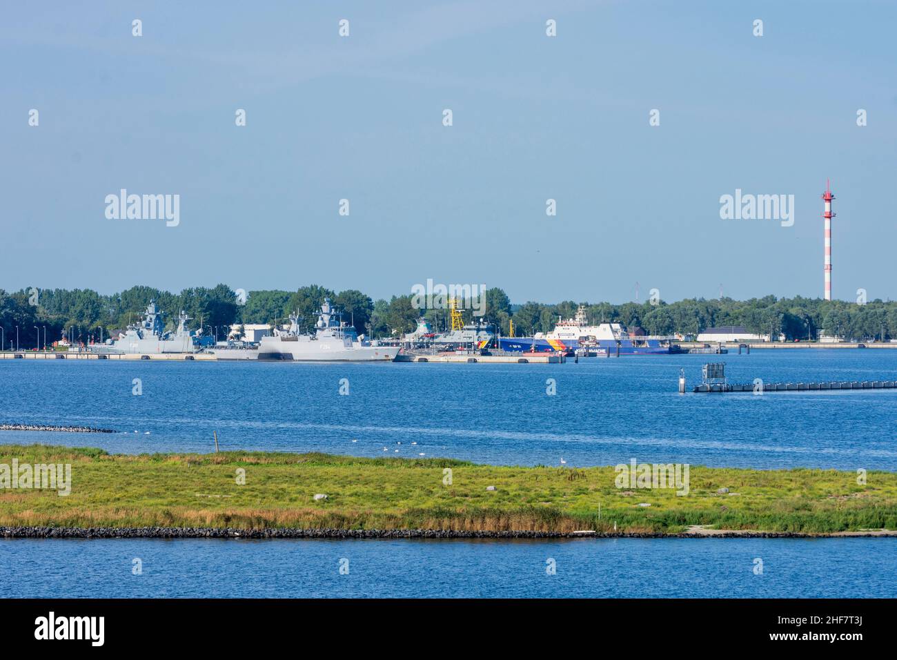 Speedboat and coast guard ships in ostsee baltic sea hi-res stock ...