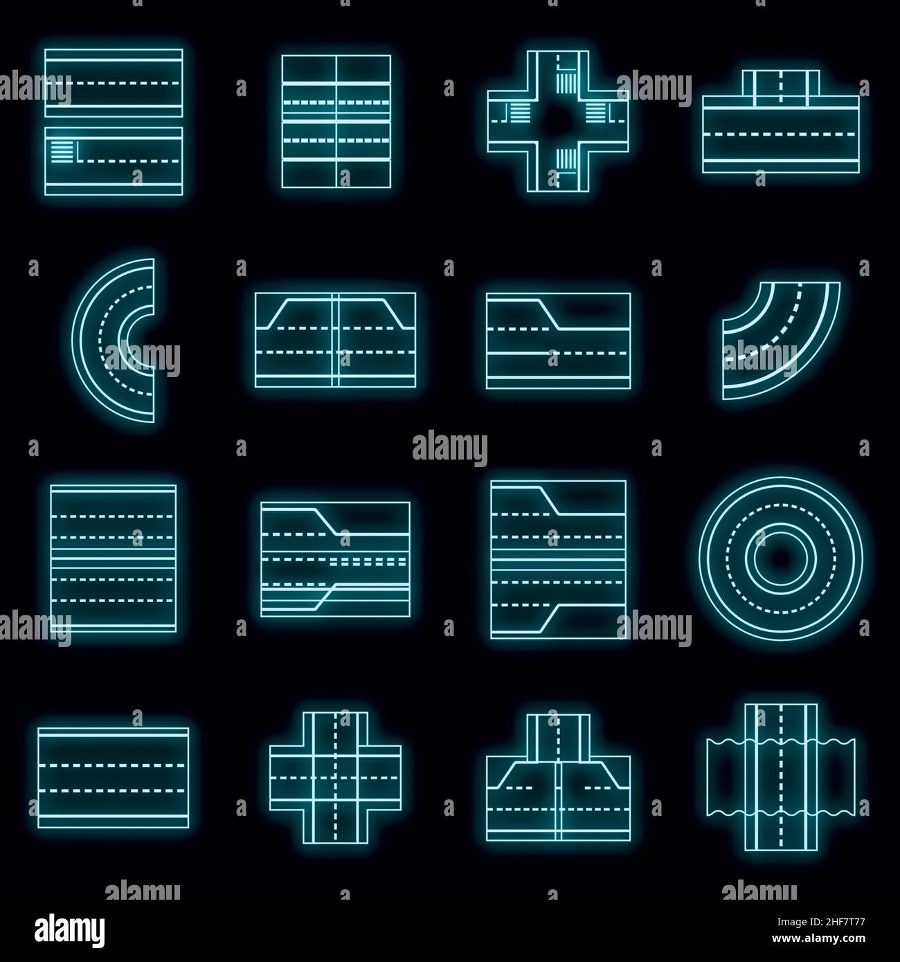 Road elements constructor icons set. Illustration of 16 road elements ...