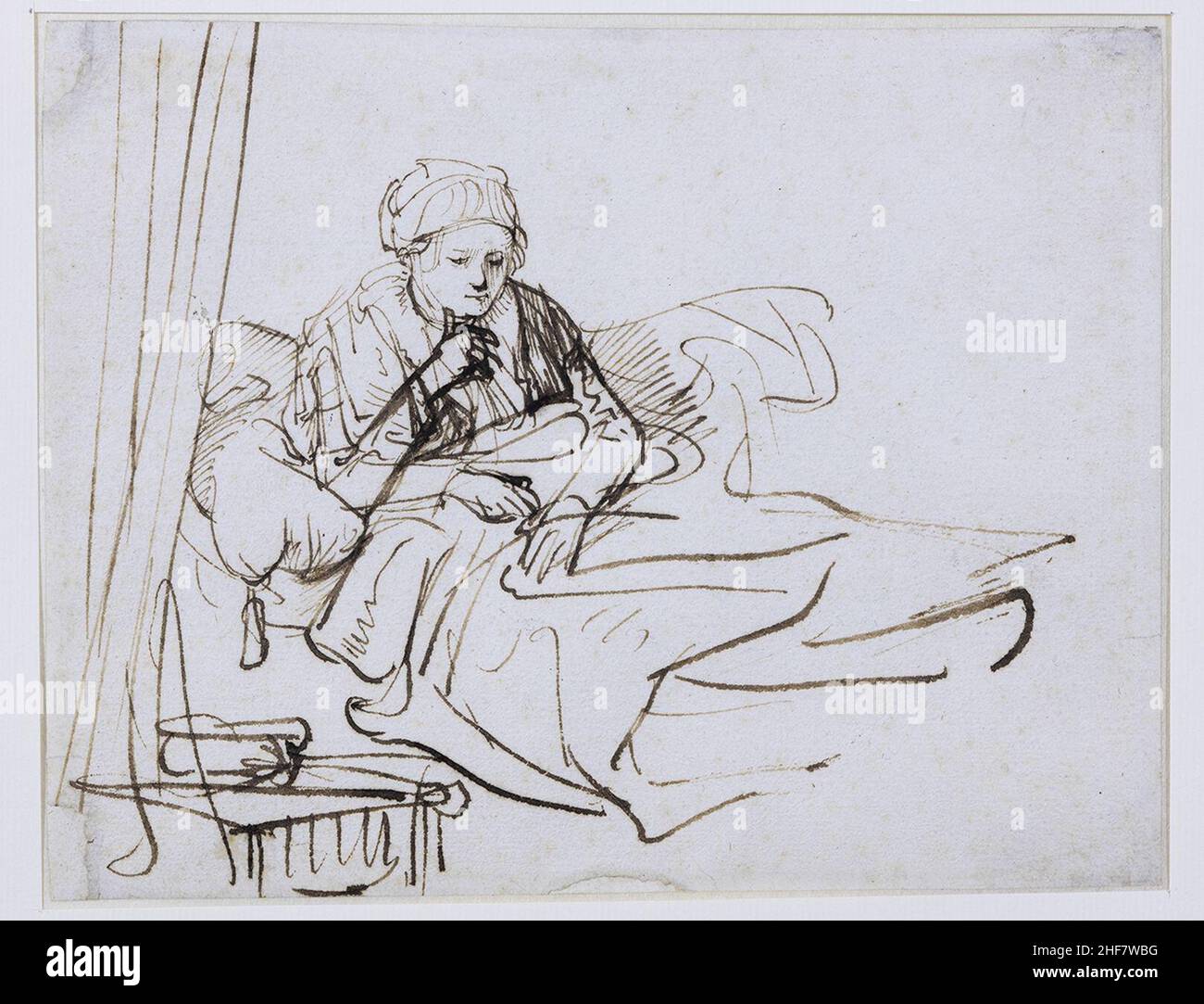 Saskia in Bed, Rembrandt van Rijn, 1635, drawing Stock Photo - Alamy