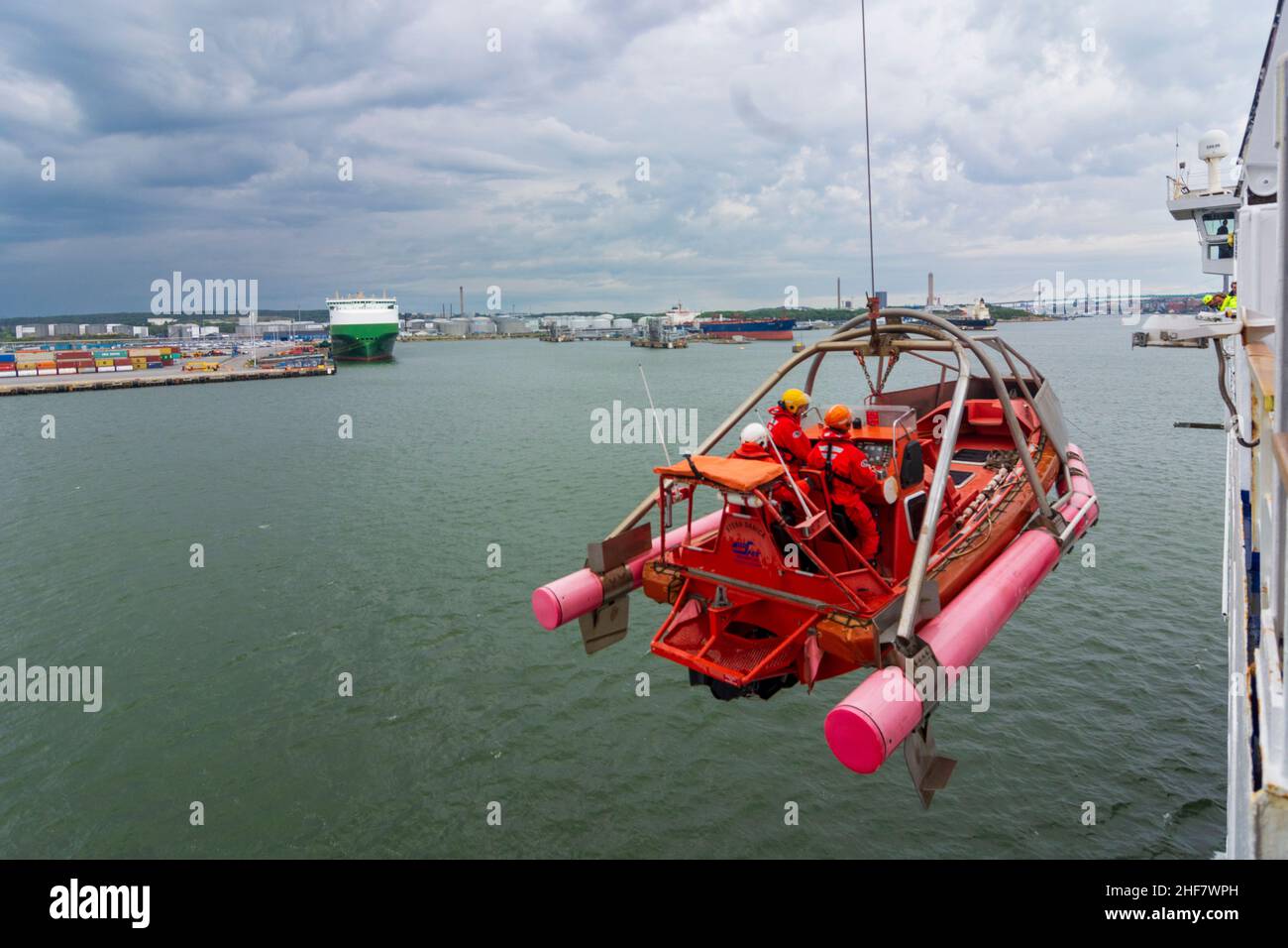 Göteborg, Gothenburg, rescue boat drill exercise at ferry Gothenburg ...