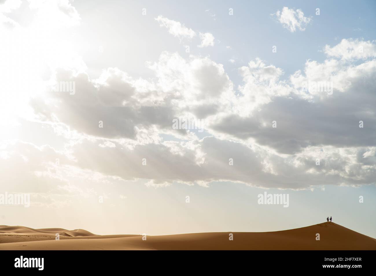 Sand dunes in Morocco. Erg Chebbi Sahara desert. Yellow red sand and ...