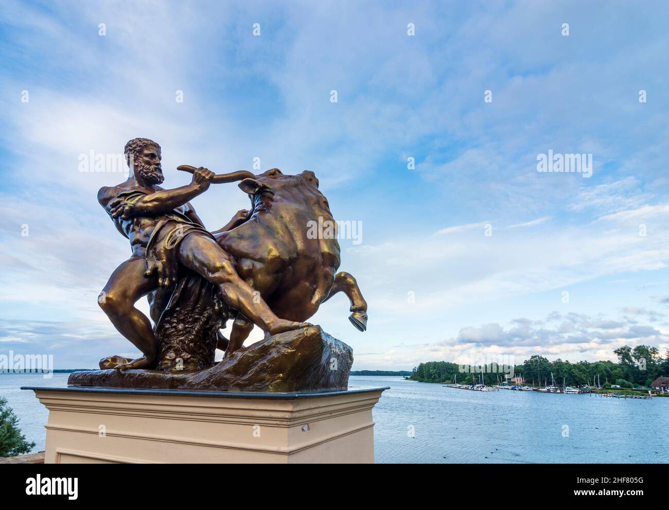 Hercules the bull of crete in castle garden in mecklenburg schwerin hi ...