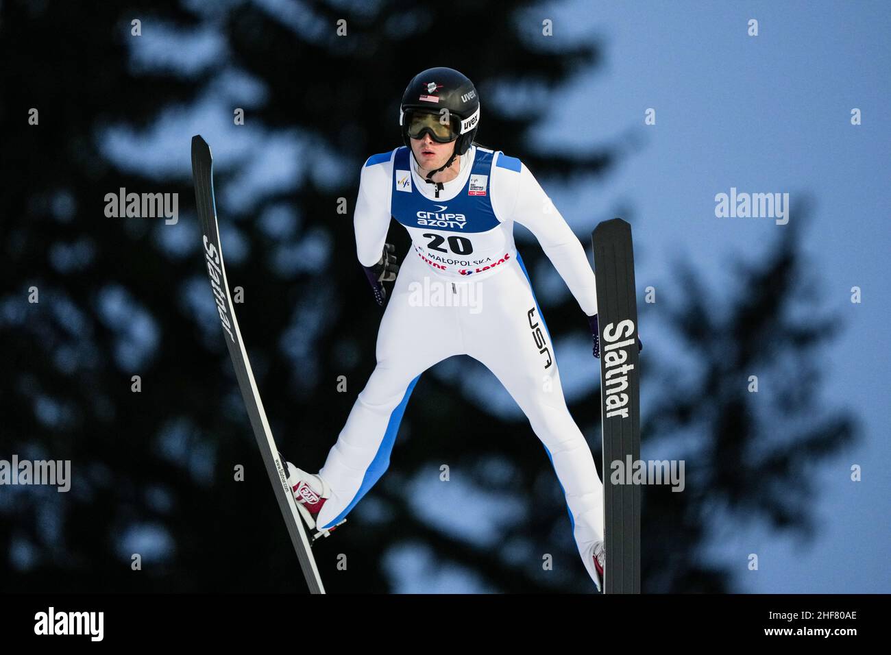 Zakopane, Poland. 14th Jan, 2022. Kevin Bickner seen in action during ...