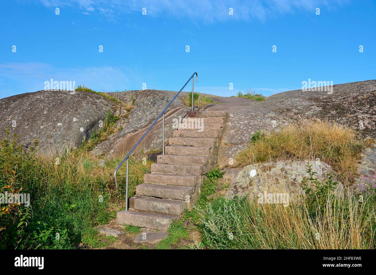 Stone stairs, archipelago, summer, Hunnebostrand, Skagerrak, Bohuslän ...