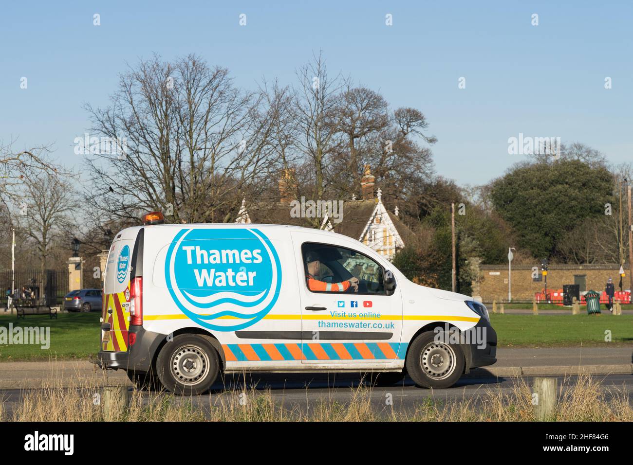 side view of Thames Water van out on road London England UK Stock Photo ...