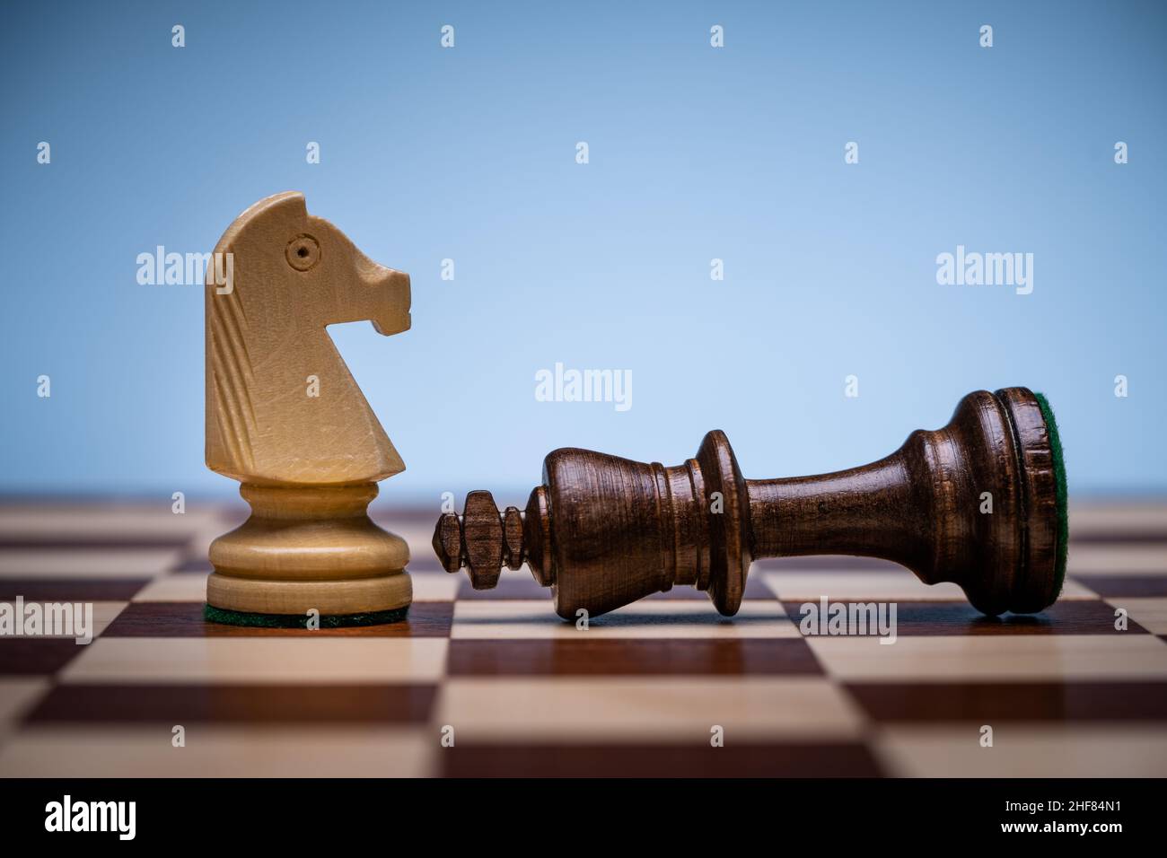 Chess King Defeat On Chessboard. Game Winner Stock Photo - Alamy