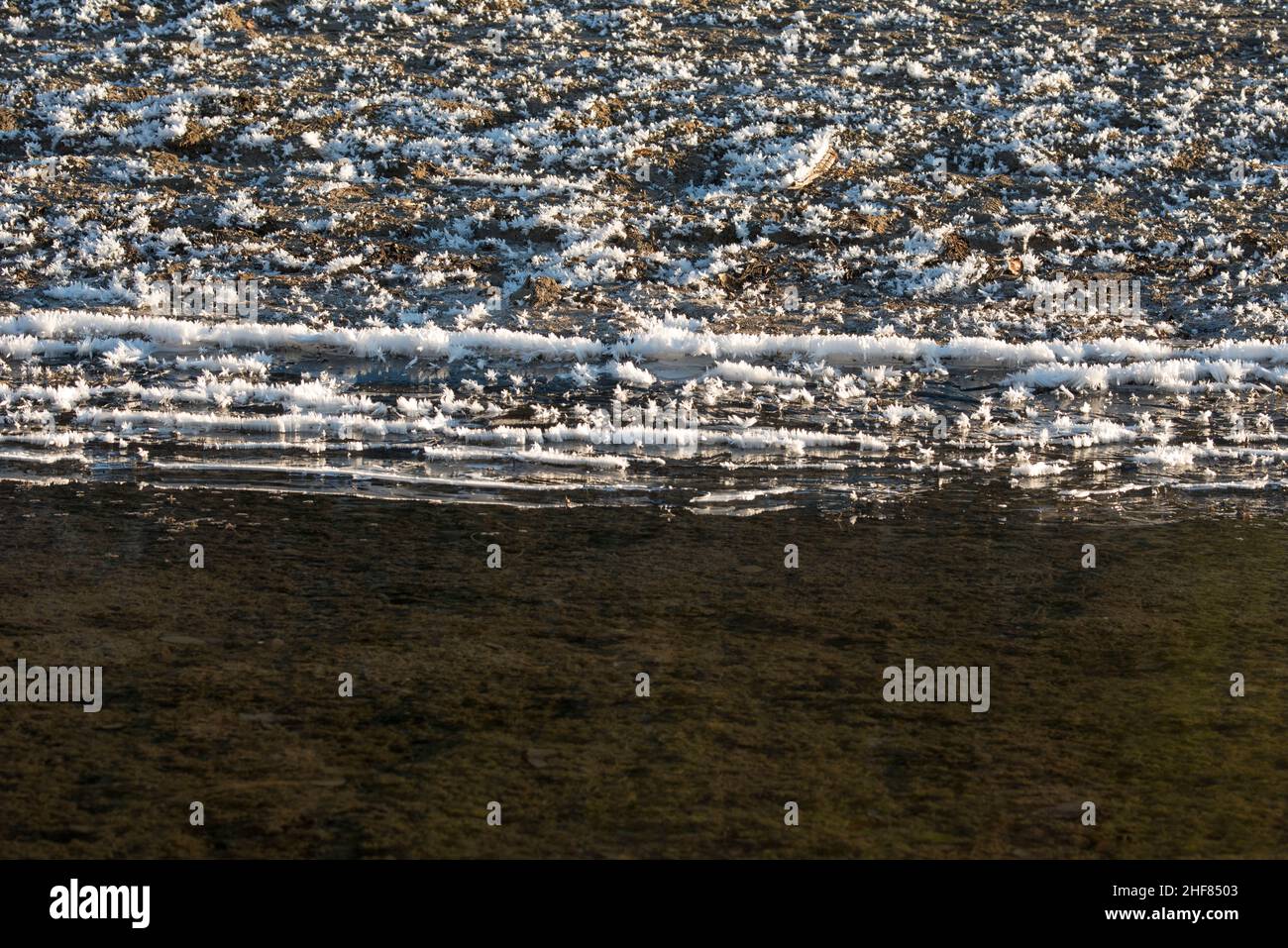 Lake, water's edge, snow, icy, frozen Stock Photo - Alamy
