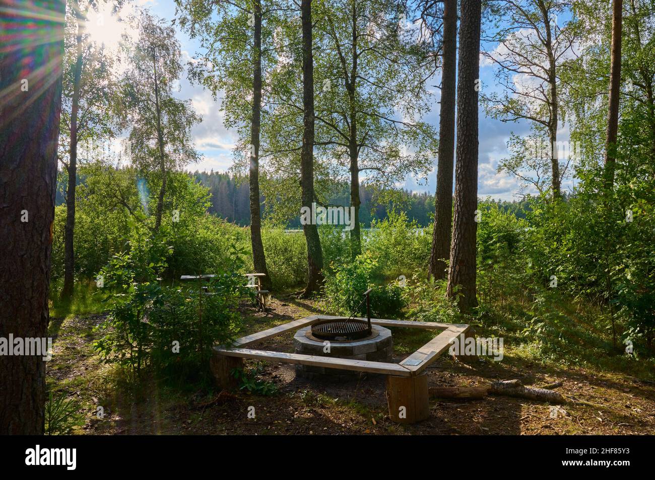 Fireplace, camp site, sun, summer, Eldmörjan, Hunneberg, Vargön, Västra ...