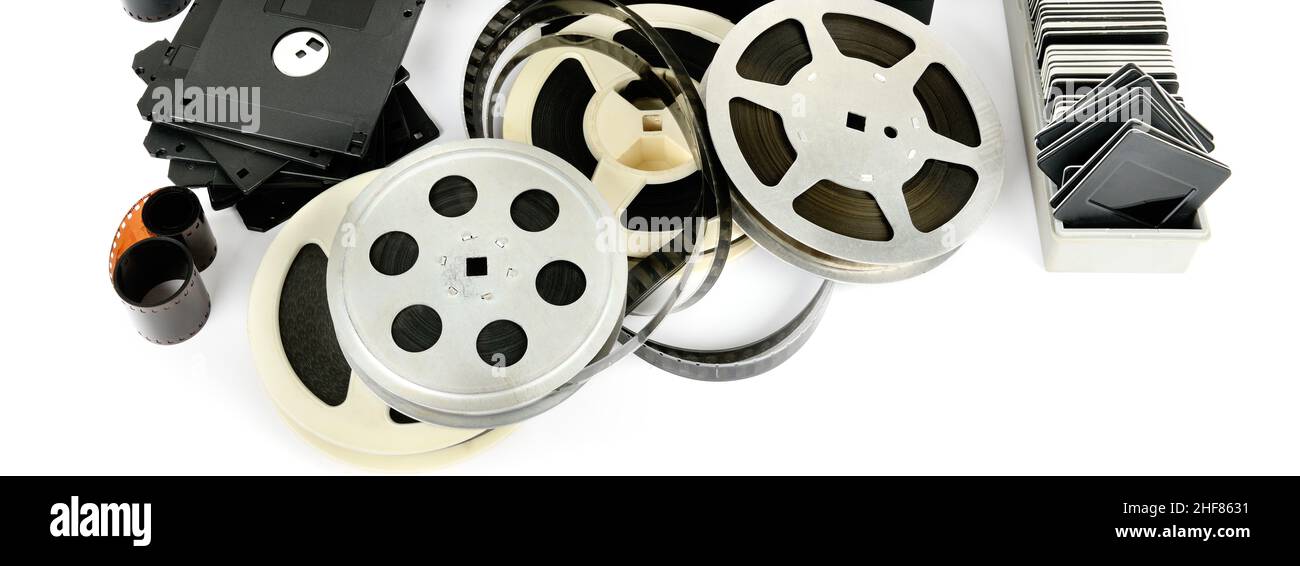 Old photo and video equipment isolated on white background. Retro ...