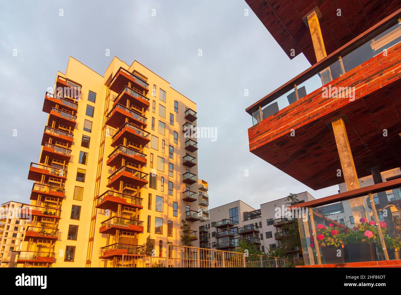 Modern residential high rise at waterfront at limfjord hi-res stock ...