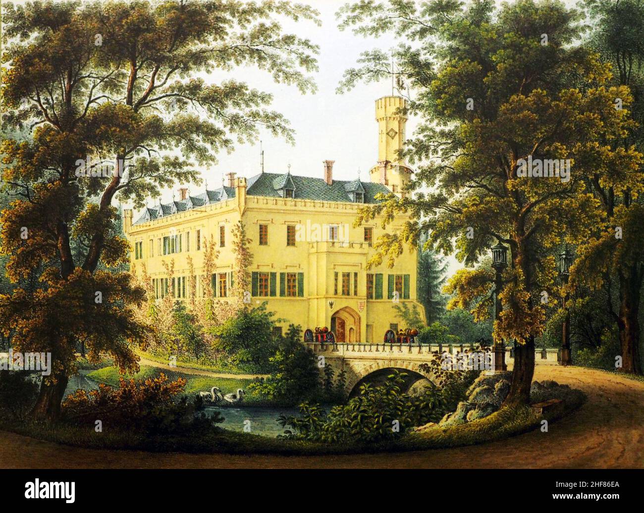 Schloss Fischbach 1850 Stock Photo - Alamy