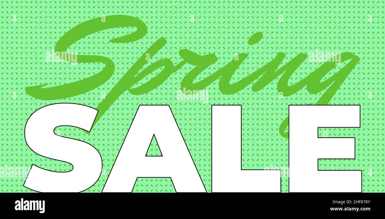 Spring sale promotion banner design template. Season offer green ...