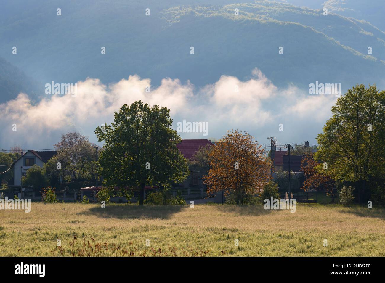 Slovakia, Turiec, Krpelany, landscape, morning, outdoors, village ...
