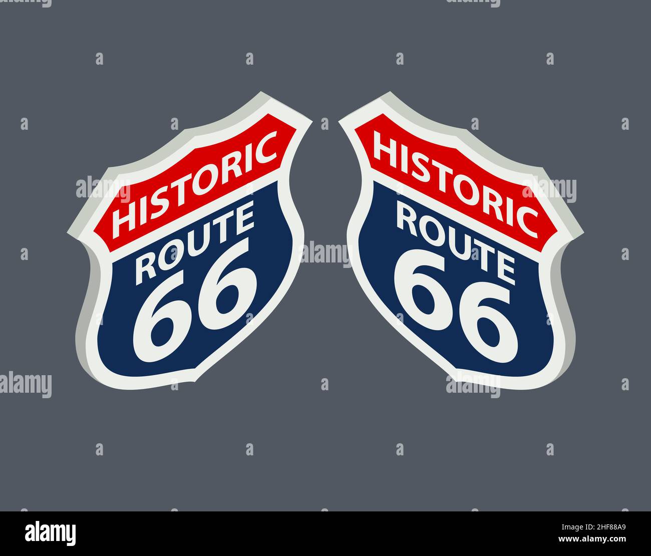 Historical signpost route 66 in isometry for the map. Vector ...