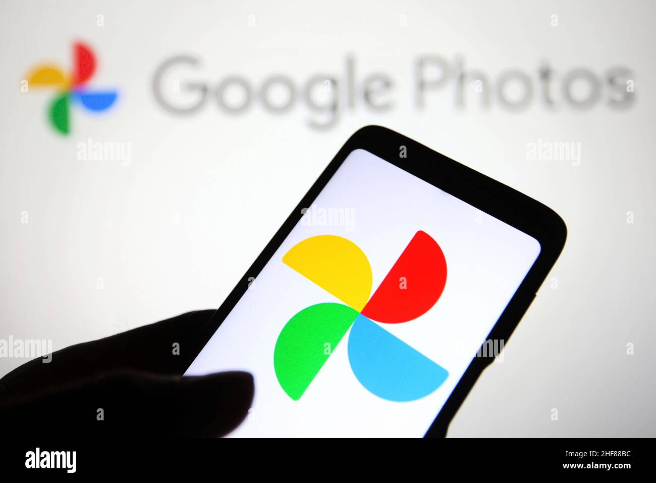 In this photo illustration, a Google Photos logo of a photo sharing and ...