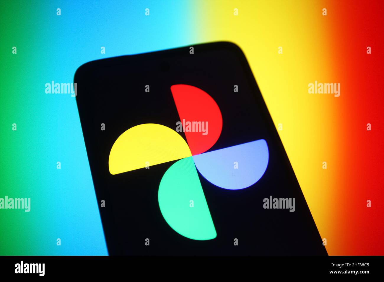 In this photo illustration, a Google Photos logo of a photo sharing and ...