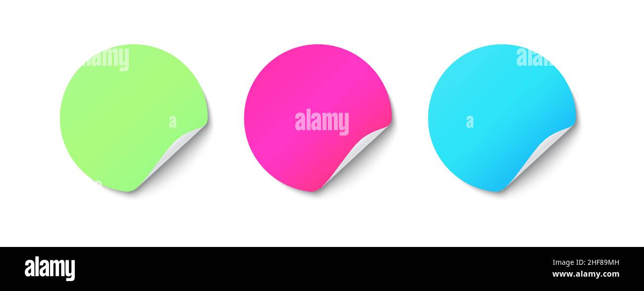 Sticker set with peel off corner isolated on white background ...
