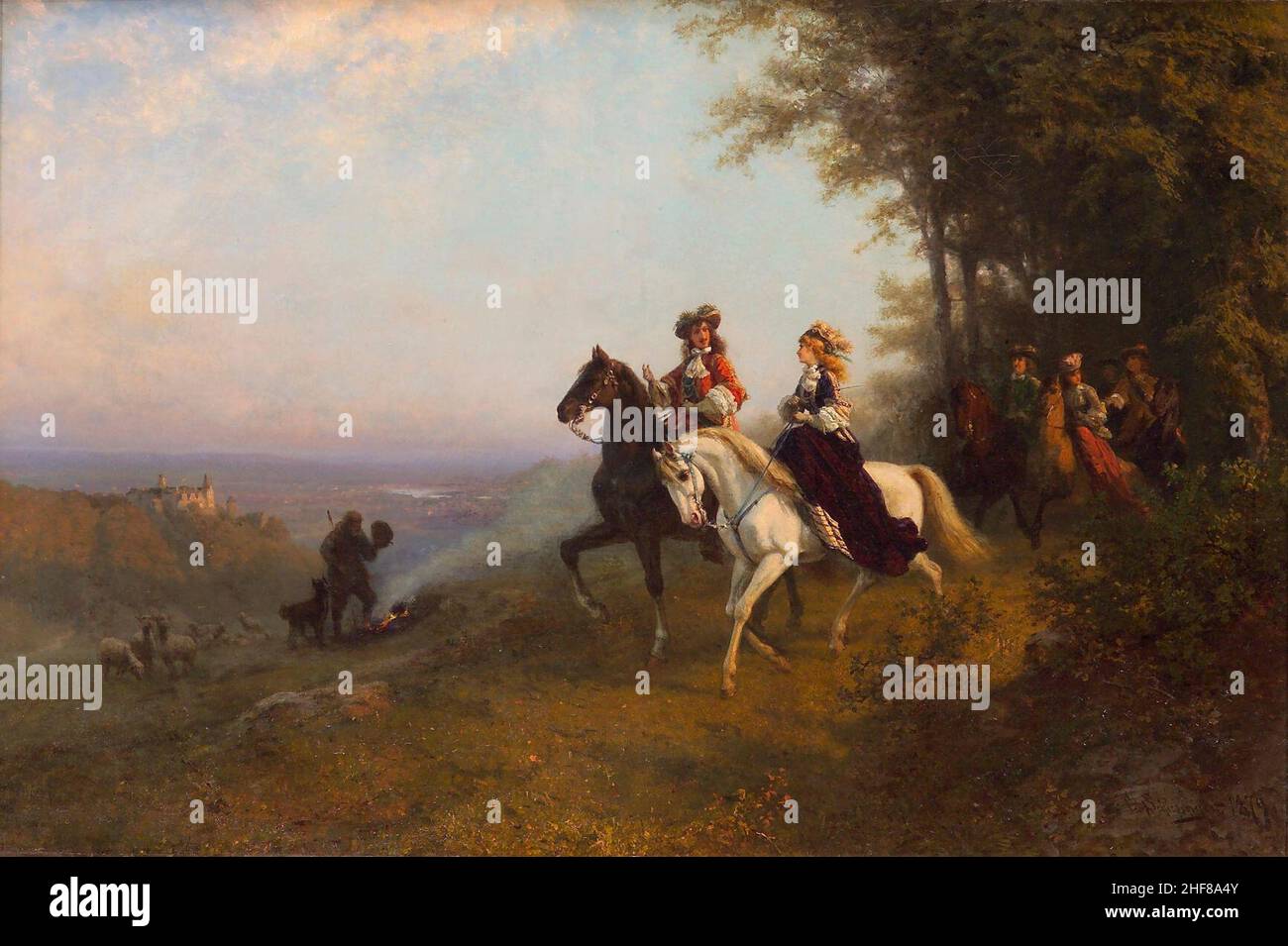 Carl Schlesinger - Ein Ritt am Morgen 1879 Stock Photo - Alamy