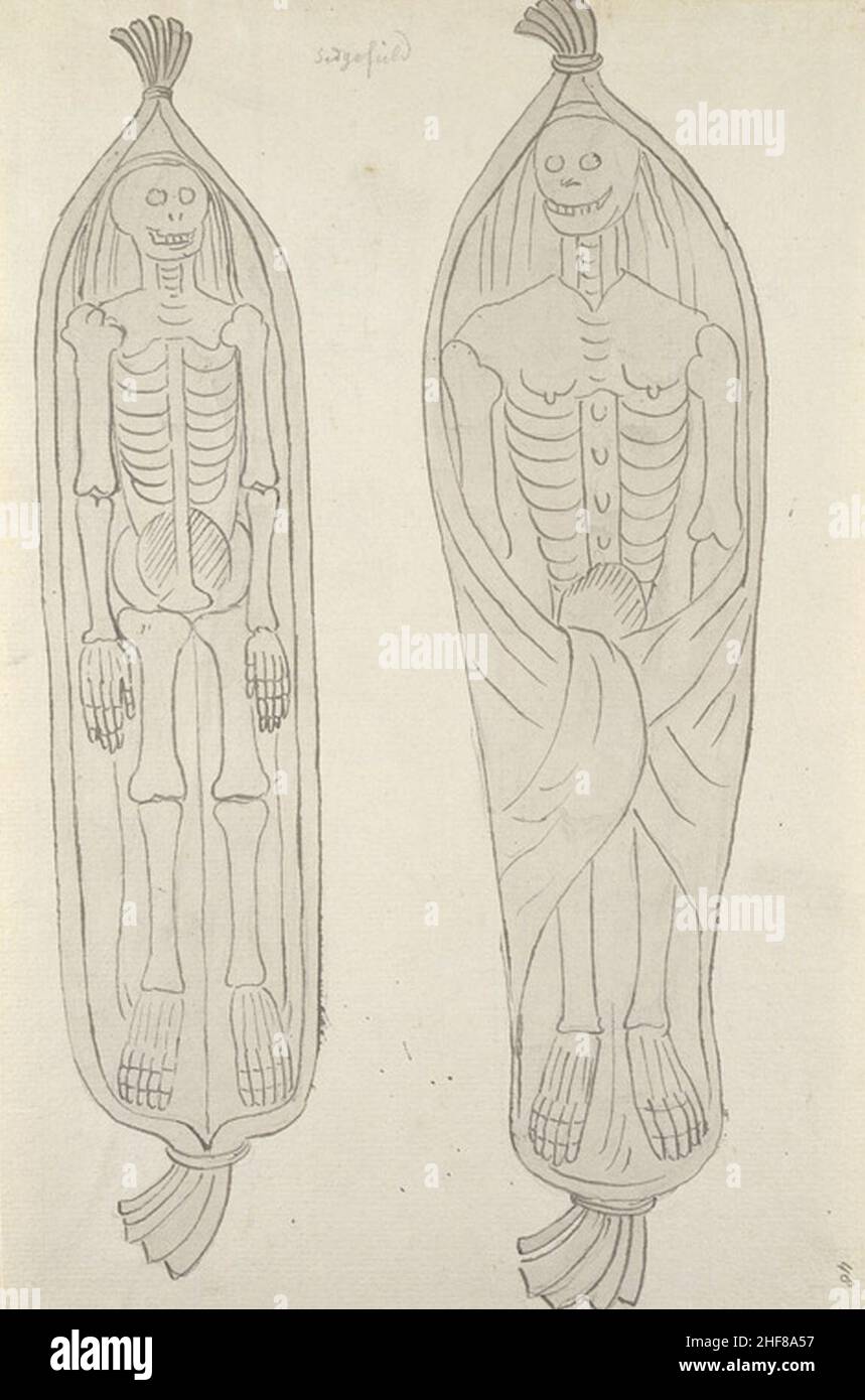 Brass monuments at Sedgefield Church by Samuel Hieronymus Grimm 1790 ...