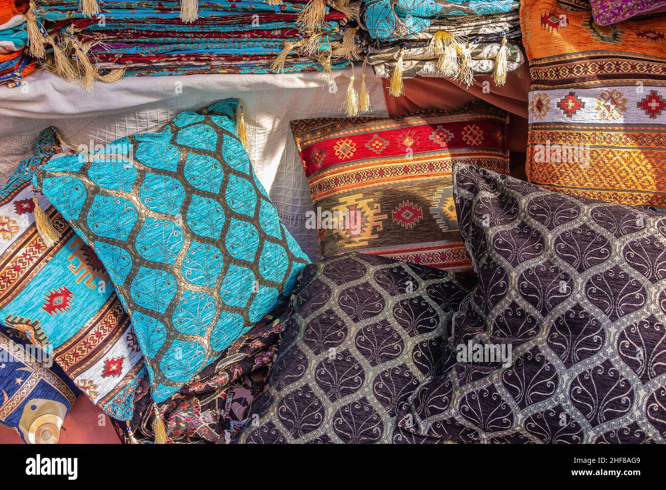 exhibition of decorative cushions in arabic style due to their color ...