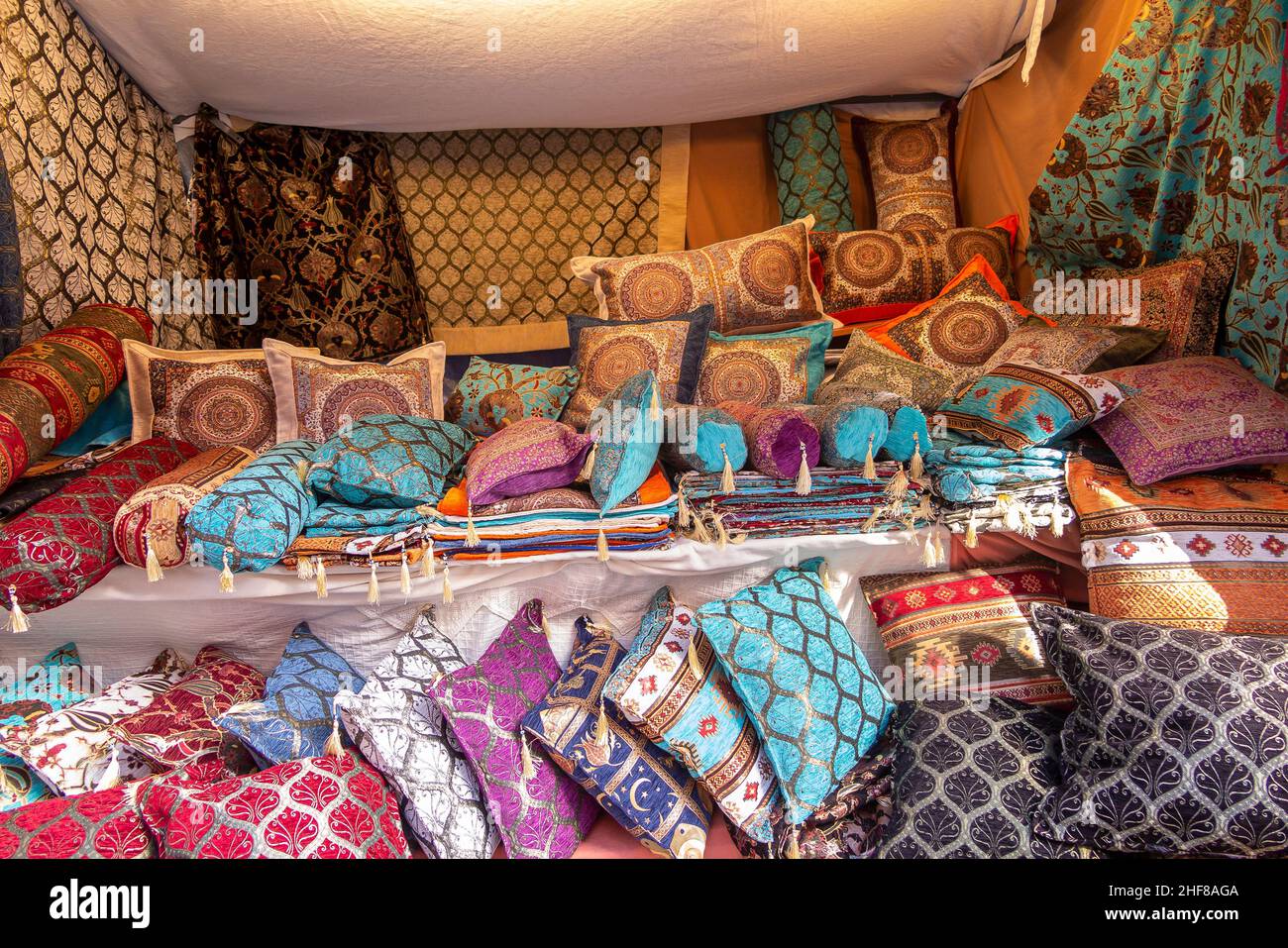 exhibition of decorative cushions in arabic style due to their color ...